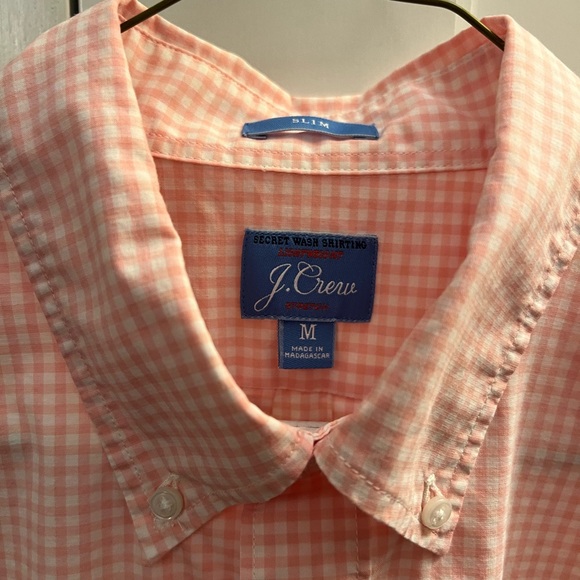 J. Crew | Shirts | J Crew Secret Wash Organic Cotton Poplin Pink Gingham Shirt M | Poshmark